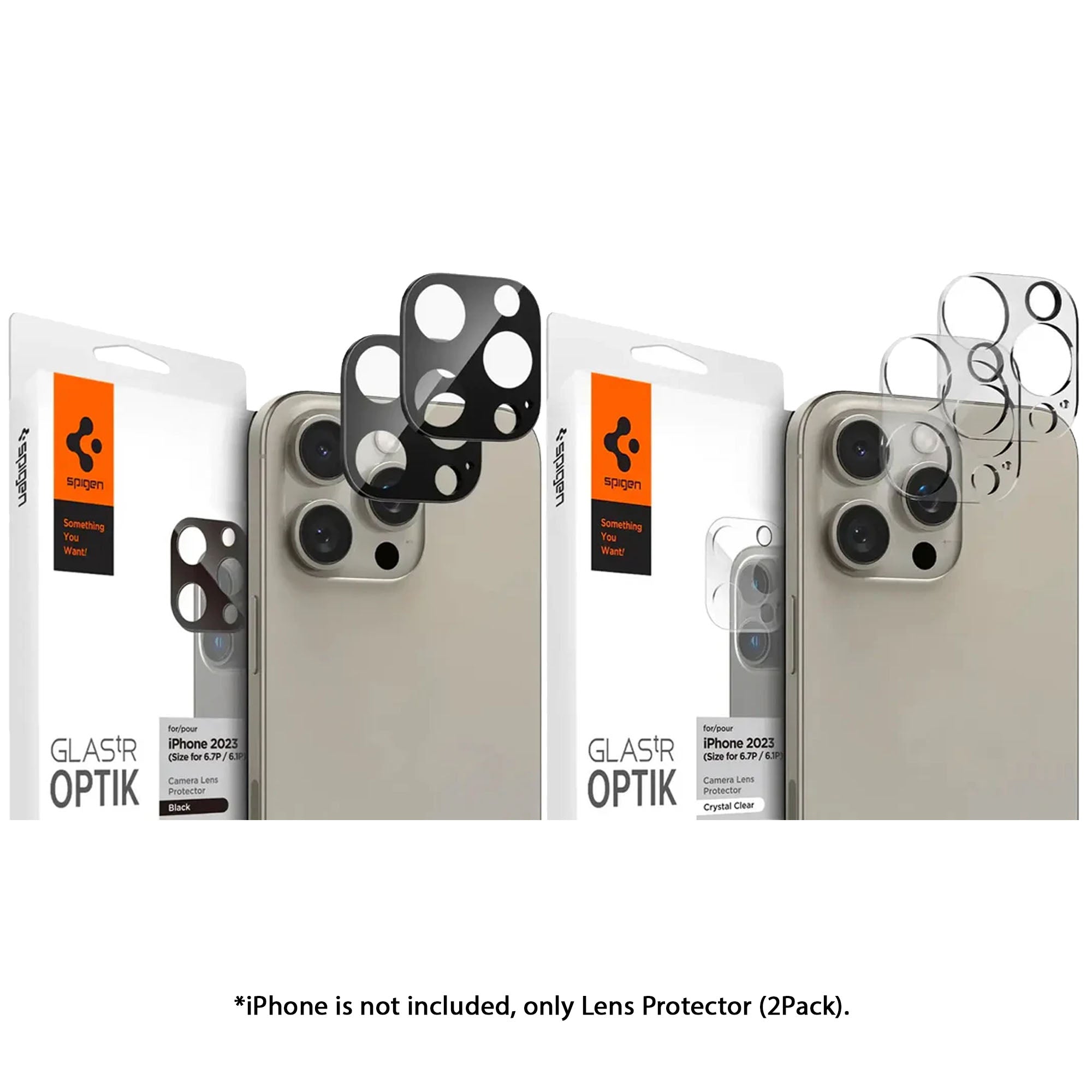 [2 PACK] Spigen Camera Lens Protector for iPhone 16 Pro Max / 16 Pro / 15 Pro Max / 15 Pro / 14 ...